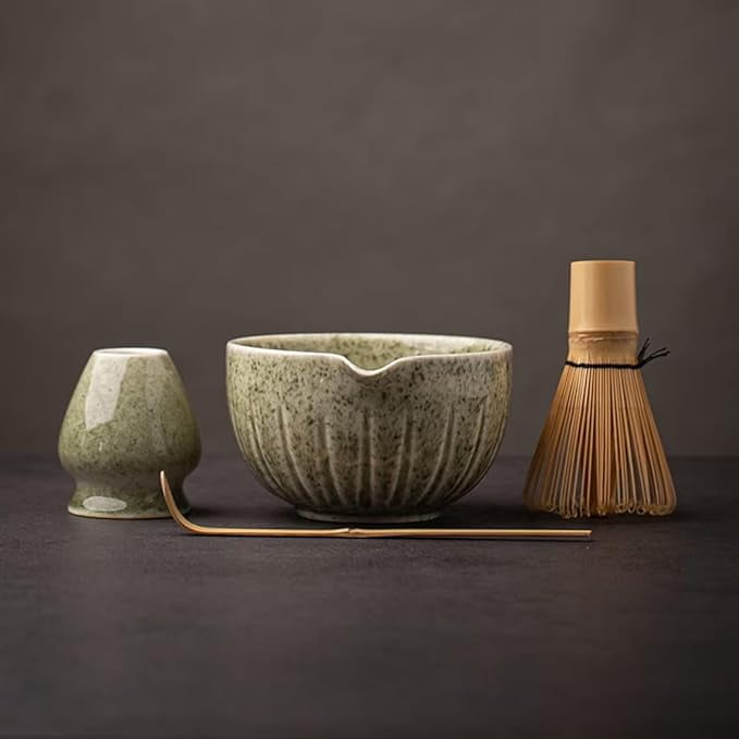 4-Piece Traditional Matcha Tea Set with 15oz Bowl Bamboo Whisk and ...