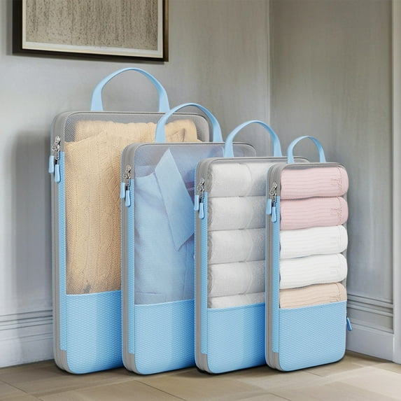 4 Piece Travel Compression Packing Cubes Set, Space Saving Organizers ...