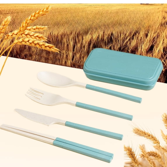 4-Piece Travel Utensils Set with Case, Reusable Folding Knife, Fork ...