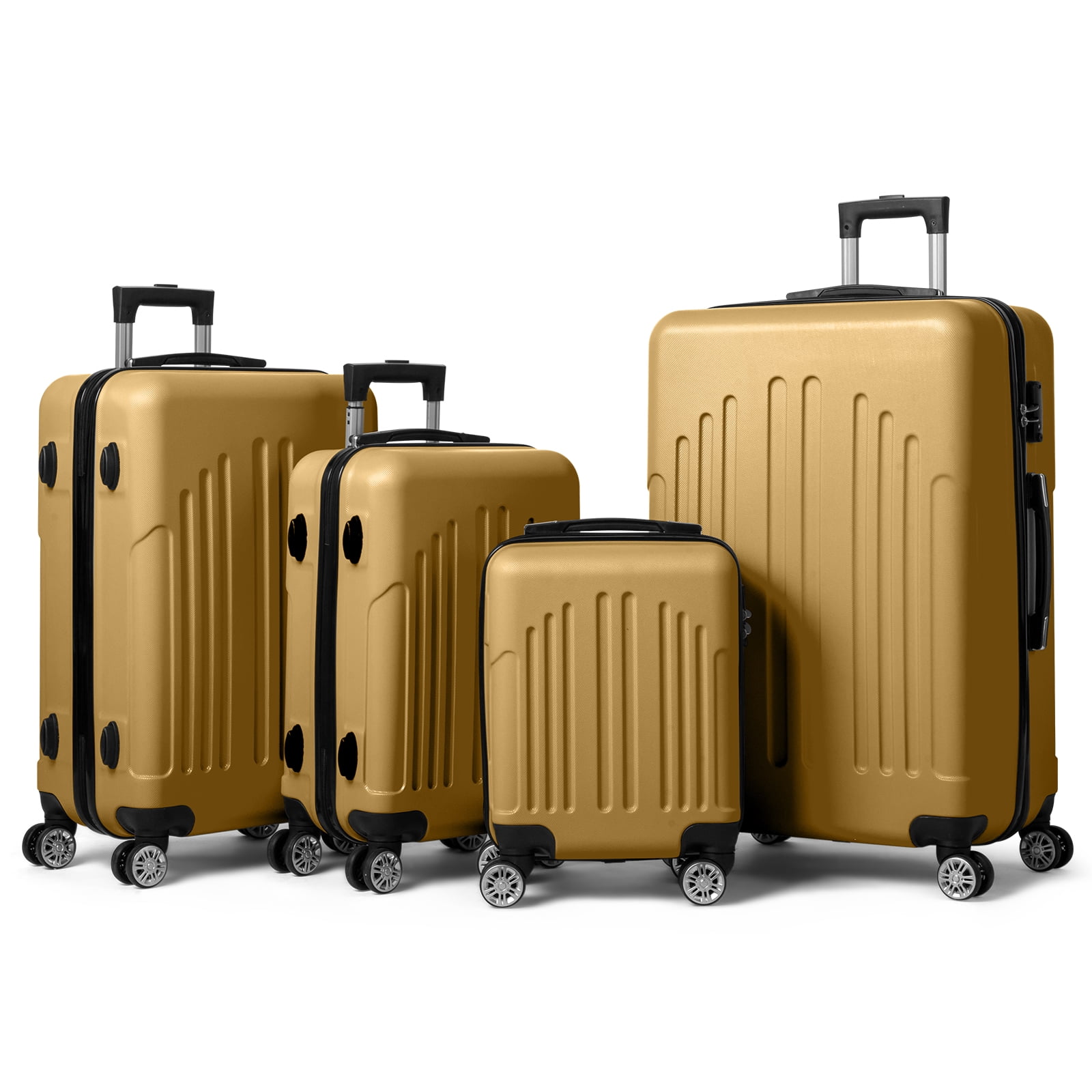 4-Piece Trolley Case Set, Curved Vertical Stripe, 16/20/24/28in Sizes ...