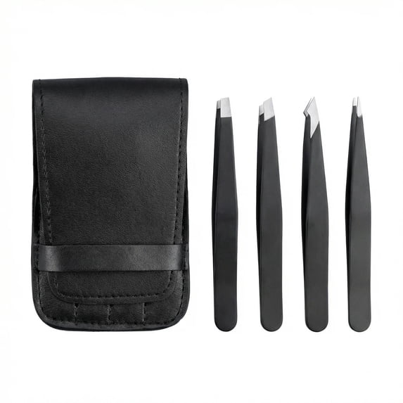 4-Piece Tweezers Set, Professional Stainless Steel Eyebrow Tweezers ...