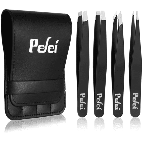 4-Piece Tweezers Set, Professional Stainless Steel Eyebrow Tweezers ...