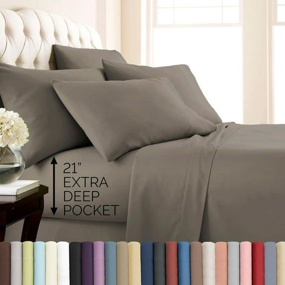 4-Piece Twin Bed Sheets Set, 21" Extra Deep Pocket Fitted Sheet Twin ...