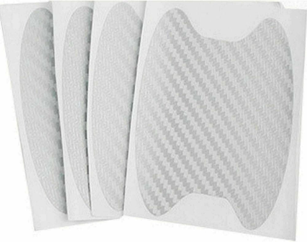 4 Piece Universal Car Carbon Fiber Stickers for Door Handle Silver ...