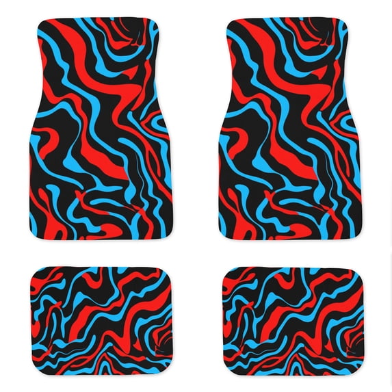4-Piece Universal Car Floor Mats, Non-Slip Backing, Bold Red & Blue ...