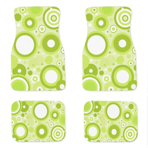 4-Piece Universal Car Floor Mats, Non-Slip Backing, Retro Green & White ...