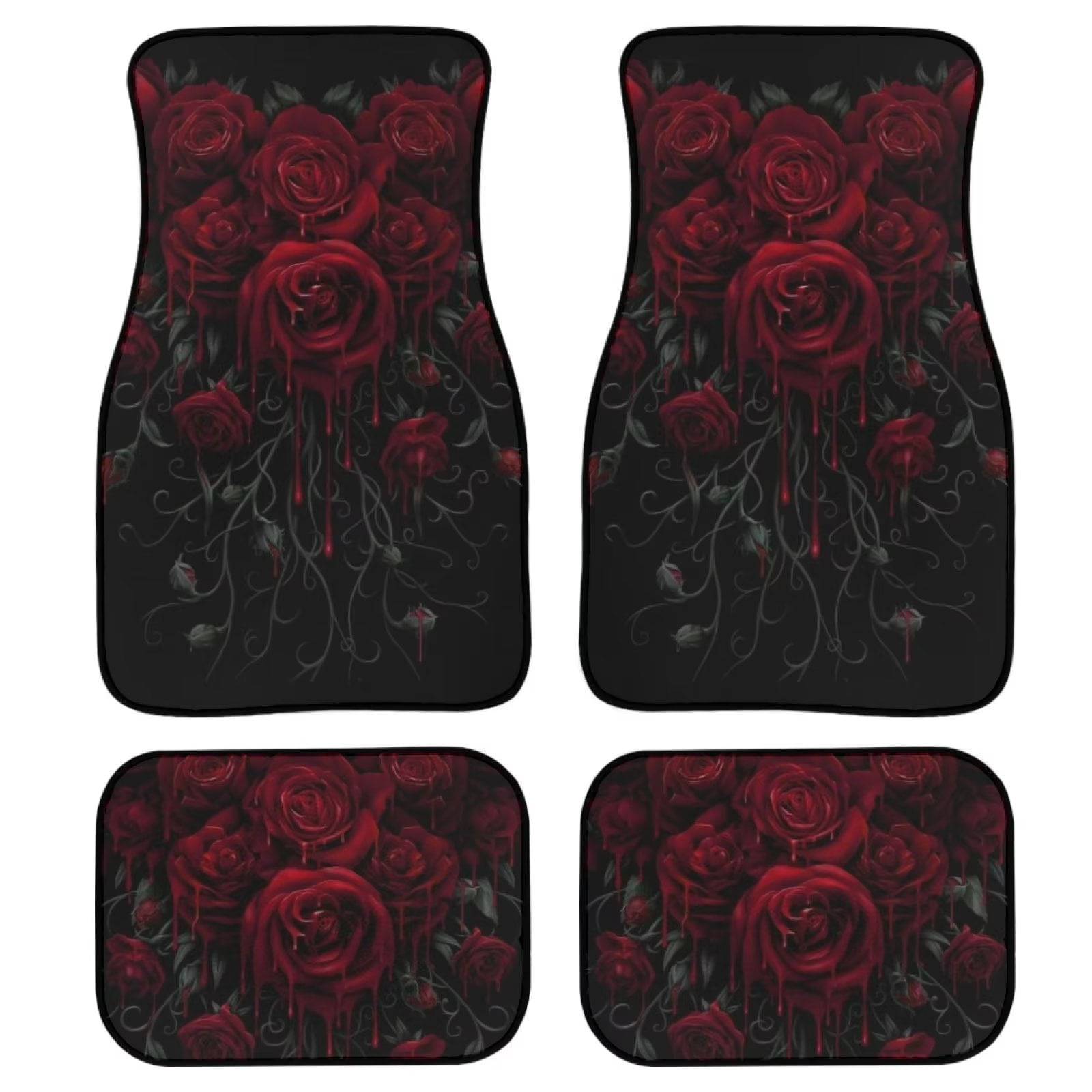 4-Piece Universal Car Floor Mats for Front and Rear Shiny Purple Rose ...