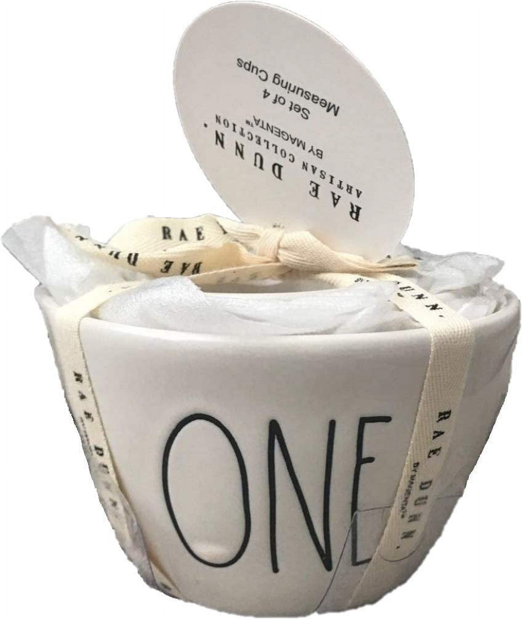 4 Piece WHOLE HALF THIRD QUARTER Glossy White Ceramic Measuring Cups ...