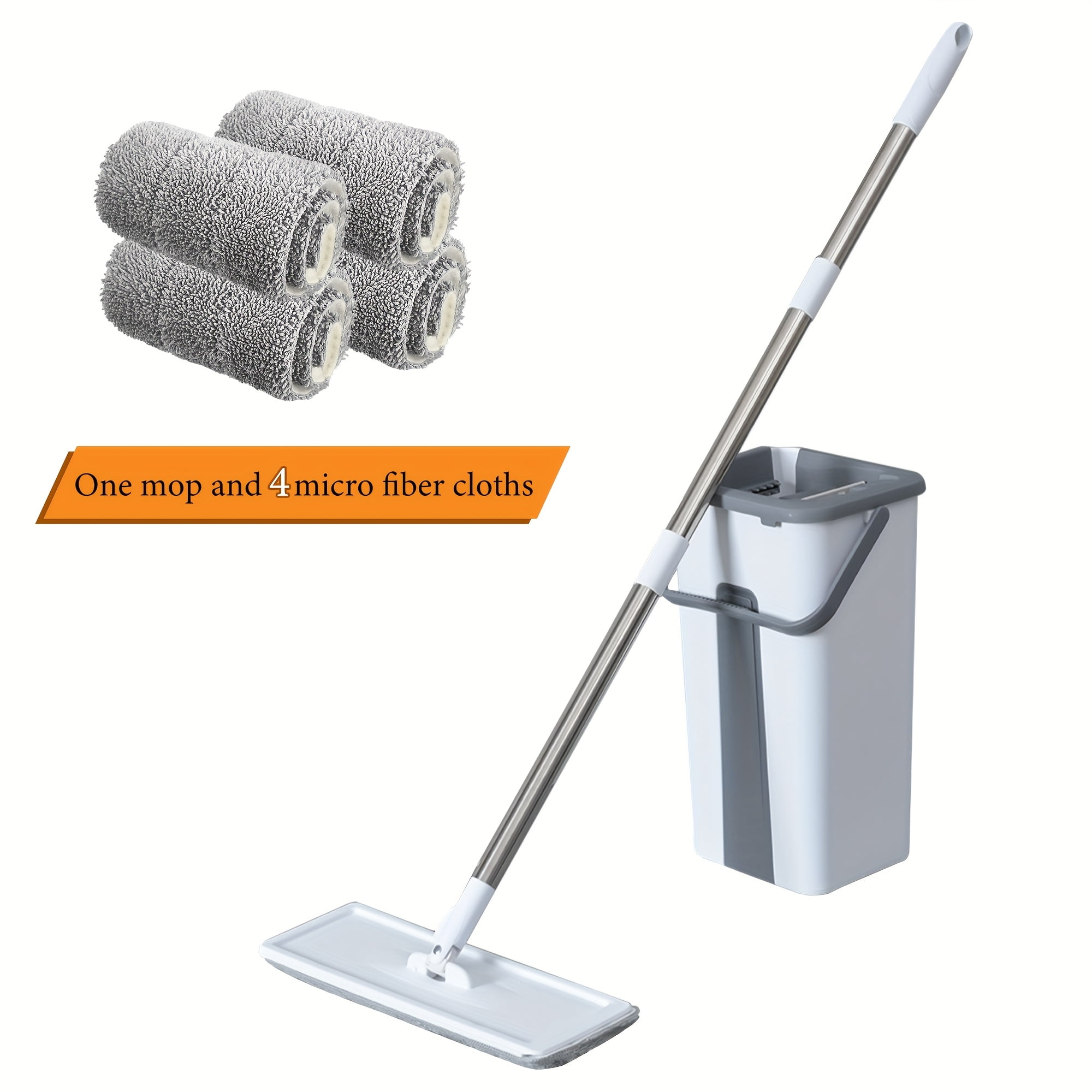 4-Piece Wash-and-Edge Separate Flat Mop Set with Bucket – 360° Rotating ...