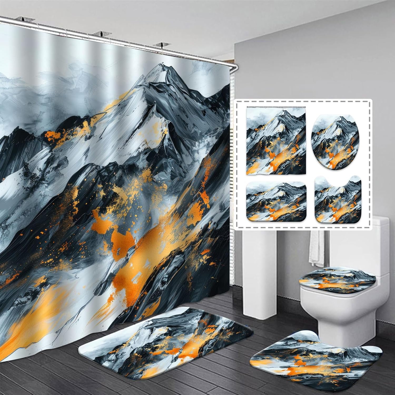 4-Piece Retro Gaming Shower Curtain Sets: Waterproof 72x72 Inch with 3 ...