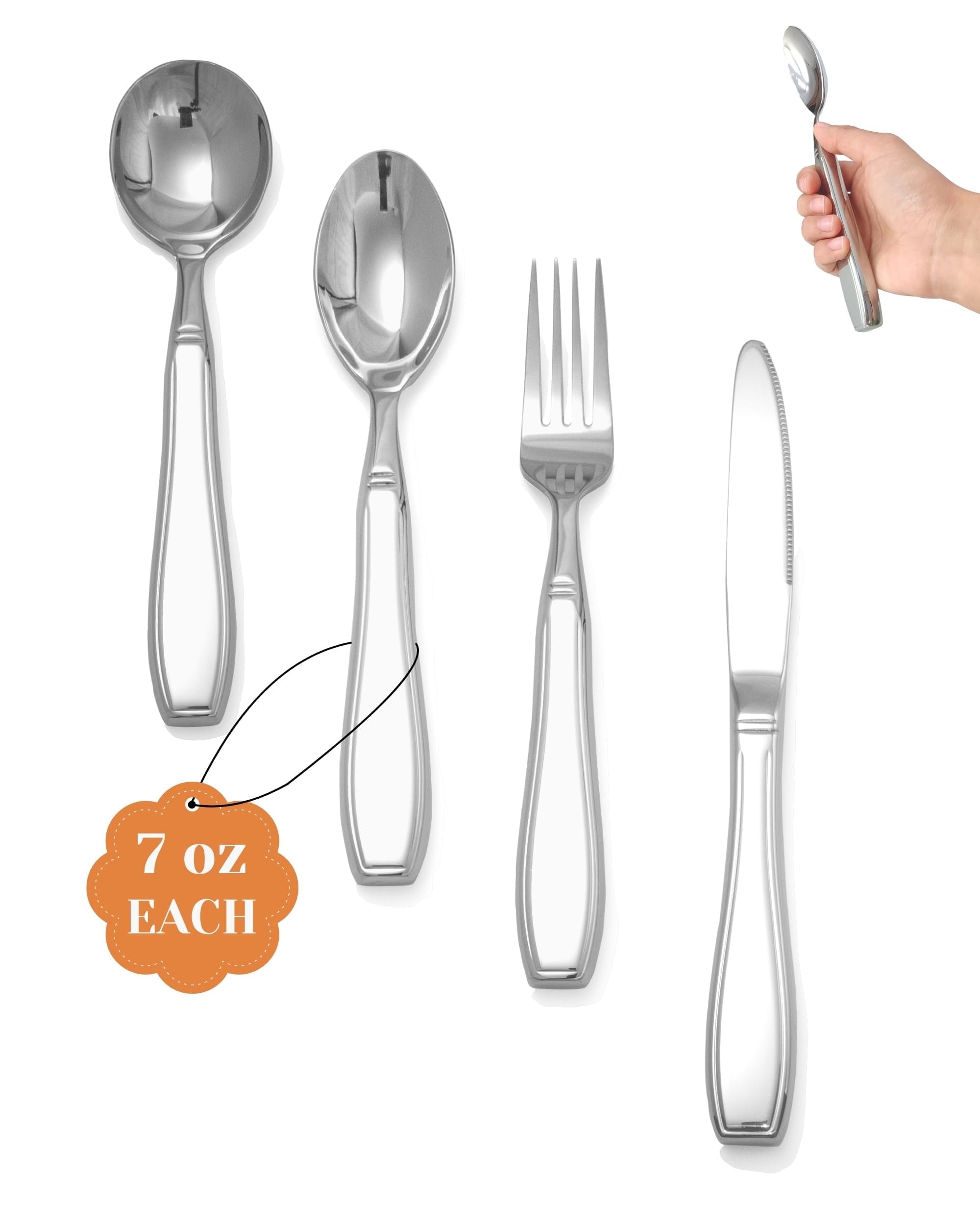 4-Piece Weighted Utensils for Tremors and Parkinsons (7 oz Each ...
