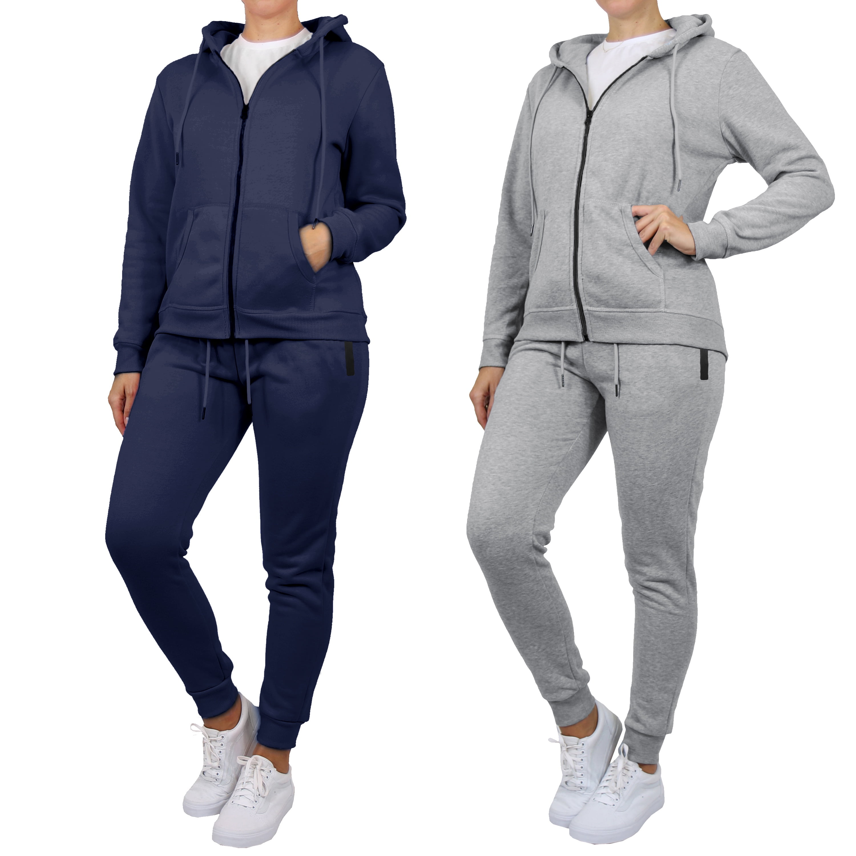 4-Piece Women's Fleece-Lined Full Zip Hoodie & Jogger 2-Piece Sets ...