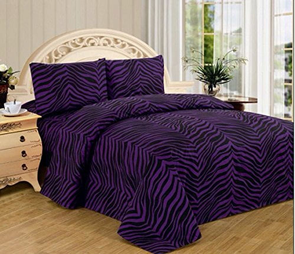 4 Piece Zebra Animal Print Super Soft Executive Collection 1500 Series ...