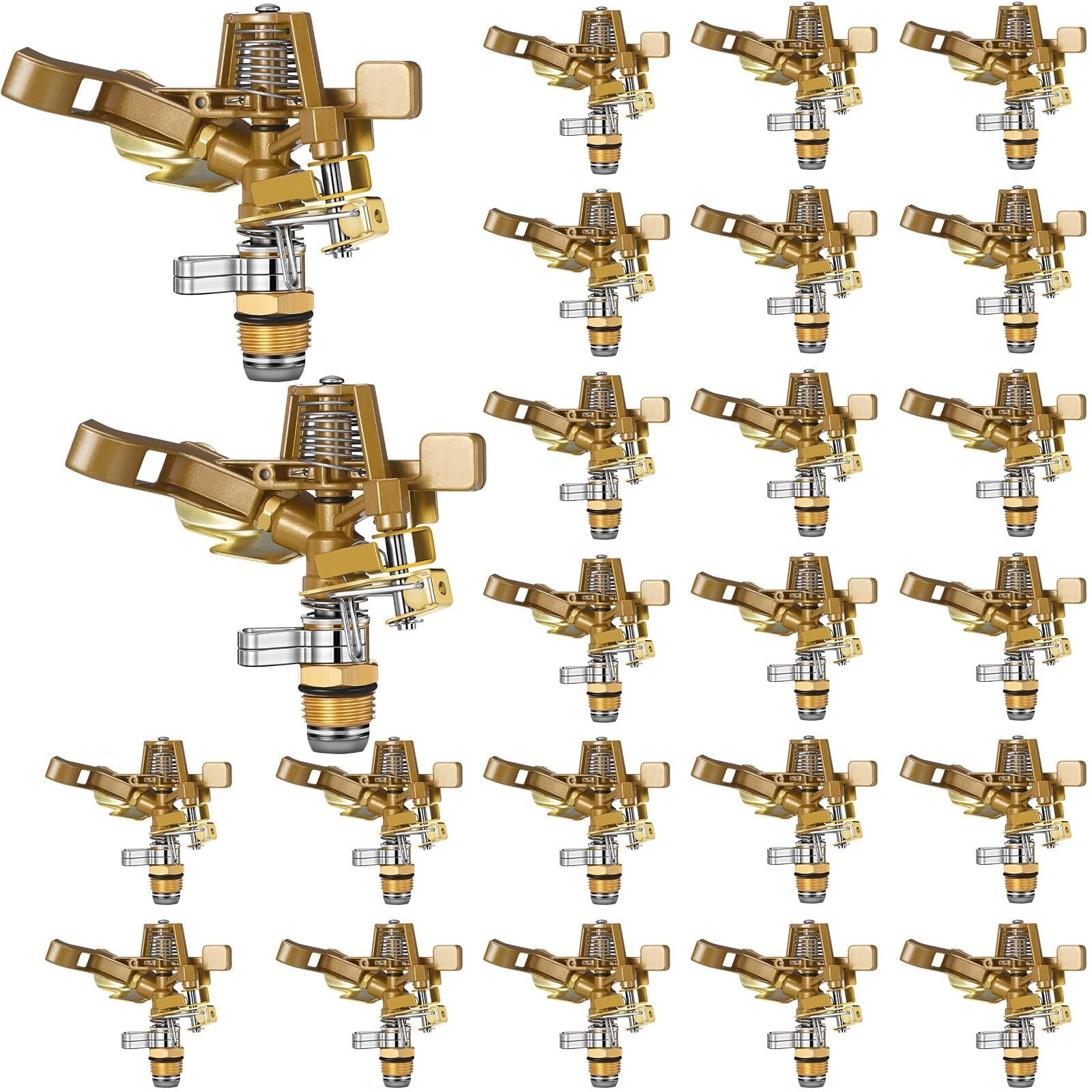 4 Pieces 1/2 Inch Brass Impact Sprinkler Head with Nozzles Heavy Duty ...