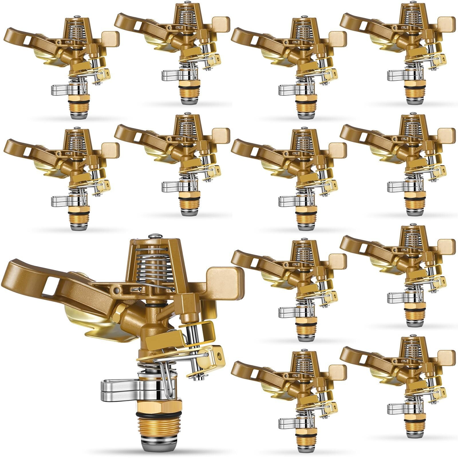 4 Pieces 1/2 Inch Brass Impact Sprinkler Head with Nozzles Heavy Duty ...