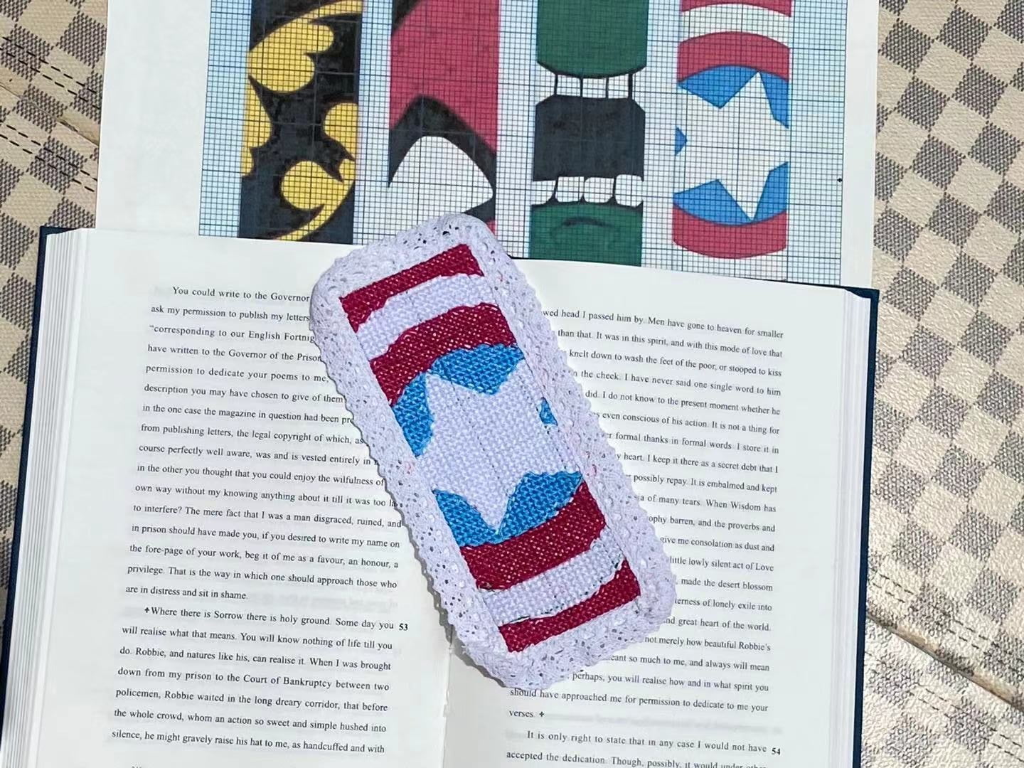 4 Pieces,11 Count aida Fabric,Cotton Captain Book Marker Cross Stitch ...