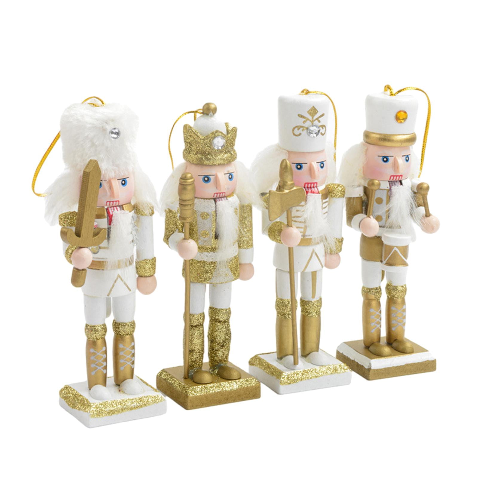 4 Pieces 12.5cm Wooden Nutcracker Ornaments Nutcracker Soldier Scene ...