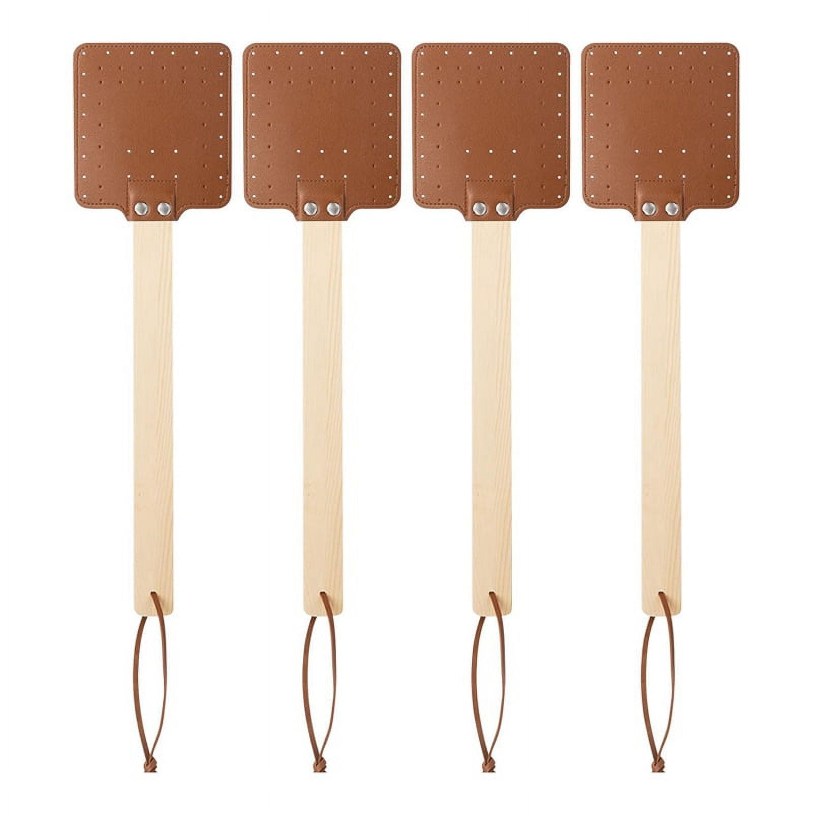 4 Pieces 17.3 Inch Fly Swatter Leather Fly Swatter Long Fly Swatter ...