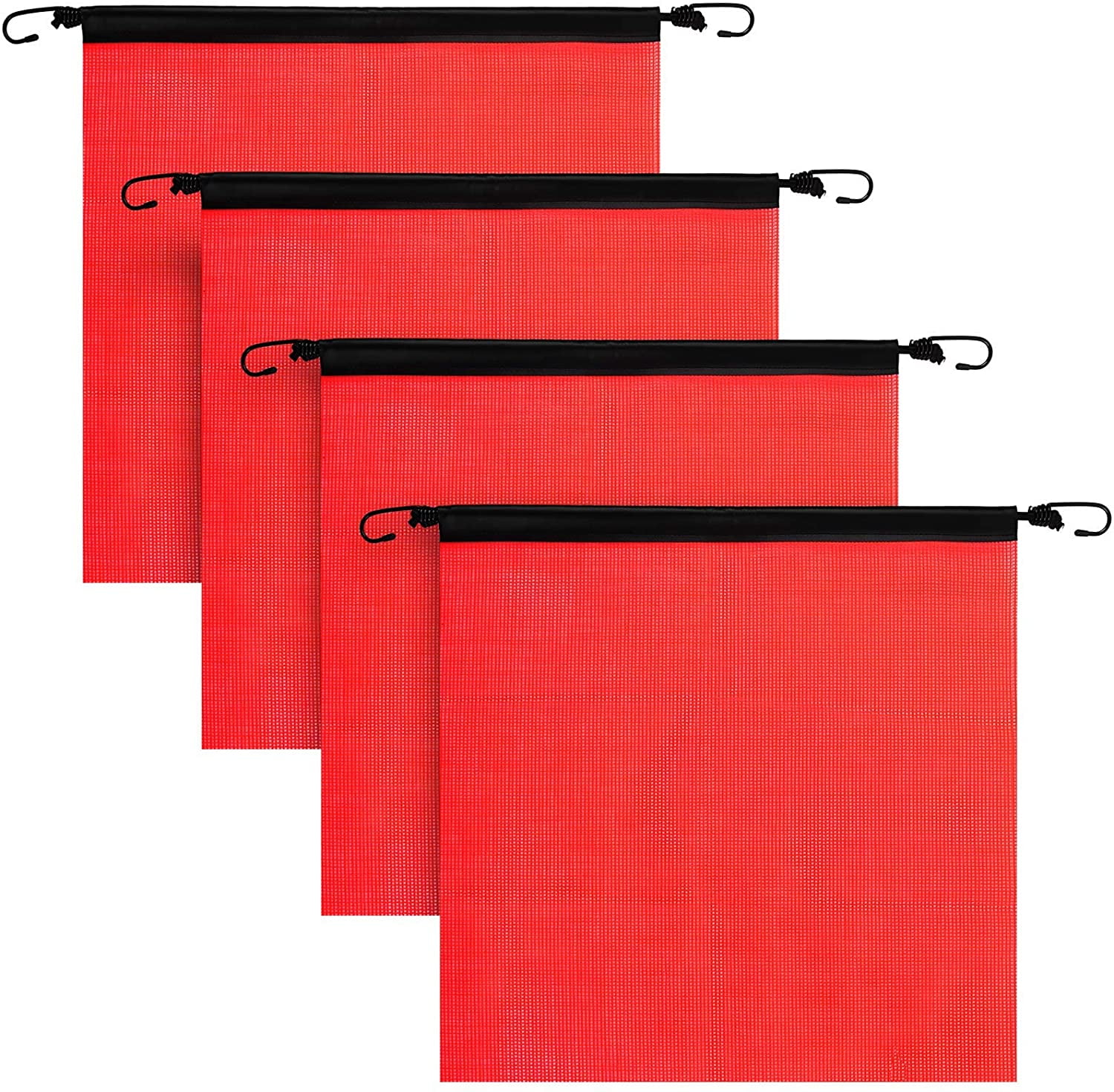 4 Pieces 18 x 18 Inch Hook Safety Warning Flag Mesh Safety Flag Warning ...