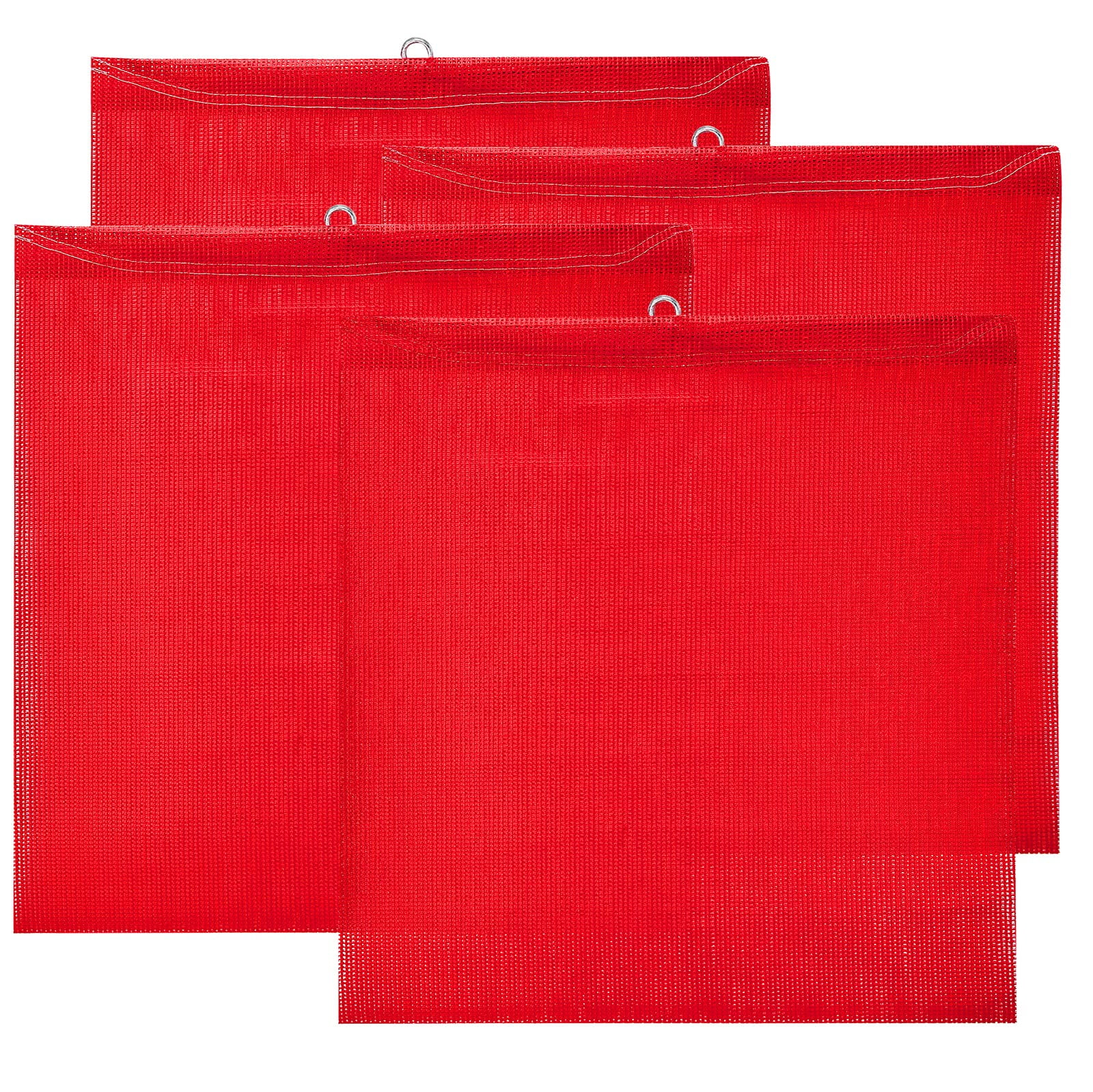 4 Pieces 18 x 18 Inch Safety Flags with Wire Loop, Red Mesh Safety Flag ...