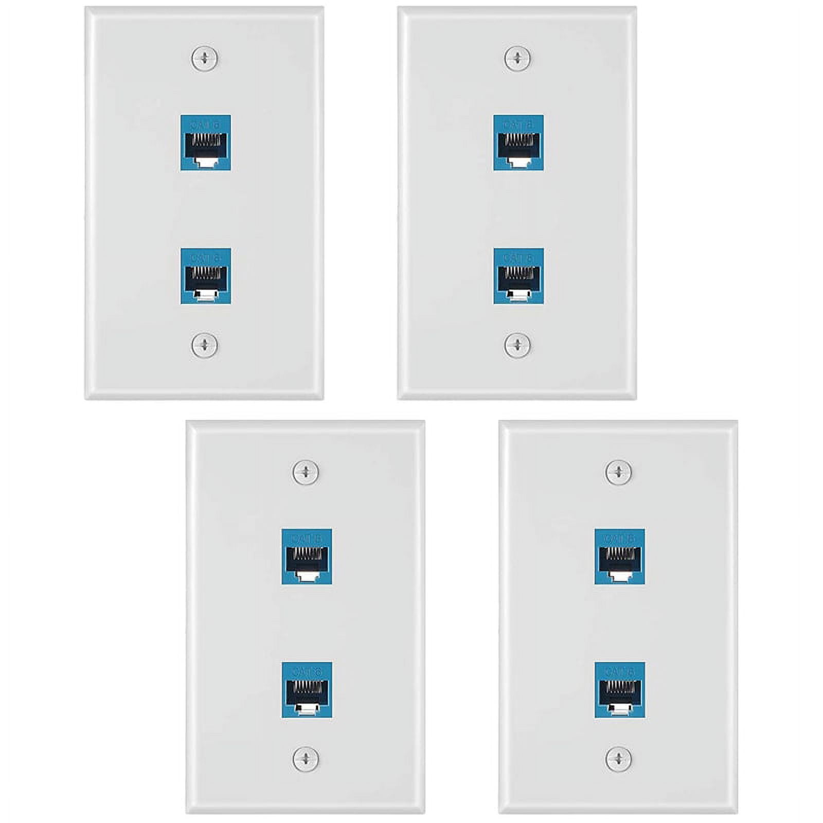 Walmart 4 Pieces RJ45 Cat6 Jack Plug Cable Network 2 Port Ethernet Wall ...
