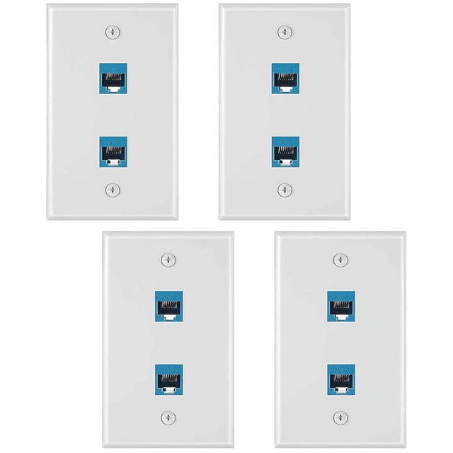4 Pieces 2 Port Ethernet Wall Plate, RJ45 Cat6 Female to Jack Inline ...