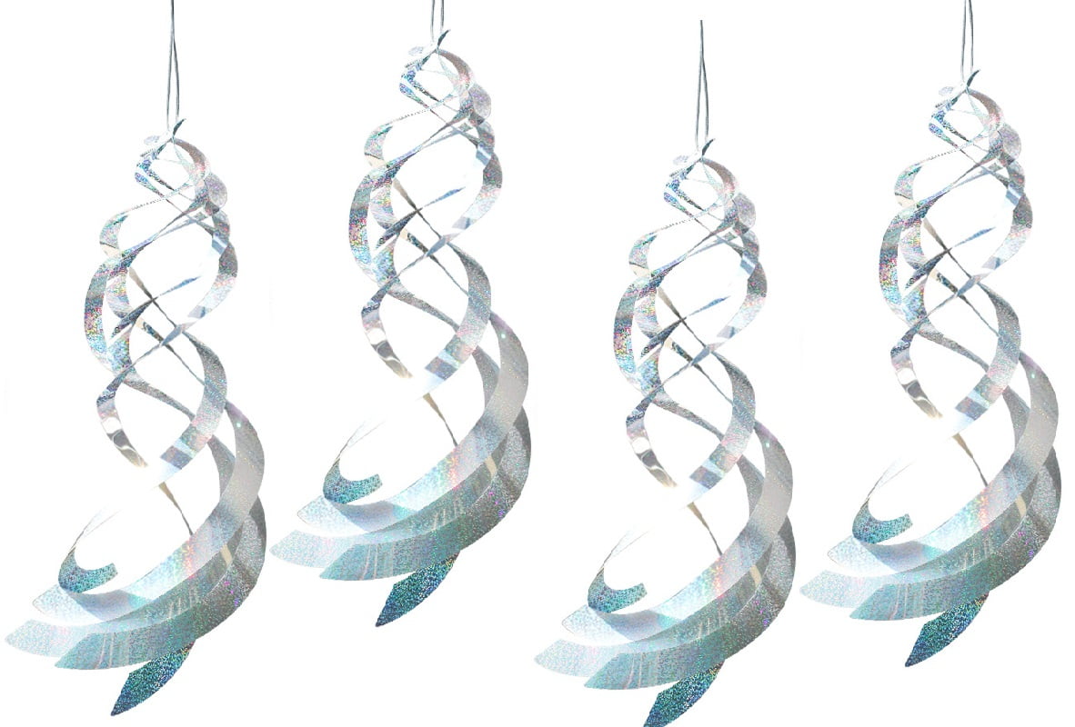 4 Pieces 20 Inches Silver Spiral Bird Reflectors Deterrents for Outside ...