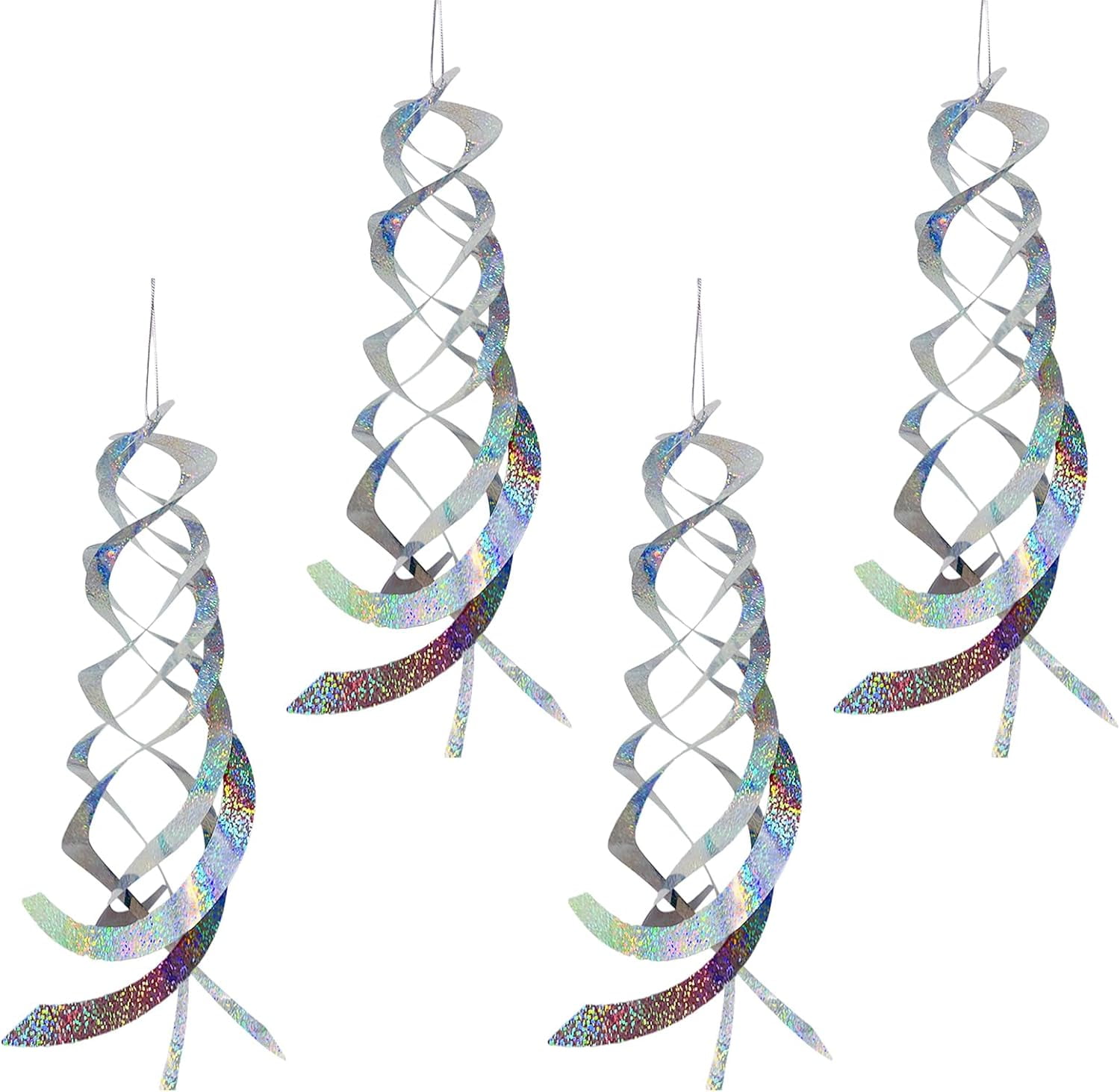 4 Pieces 20 Inches Silver Spiral Bird Reflectors Deterrents for Outside ...