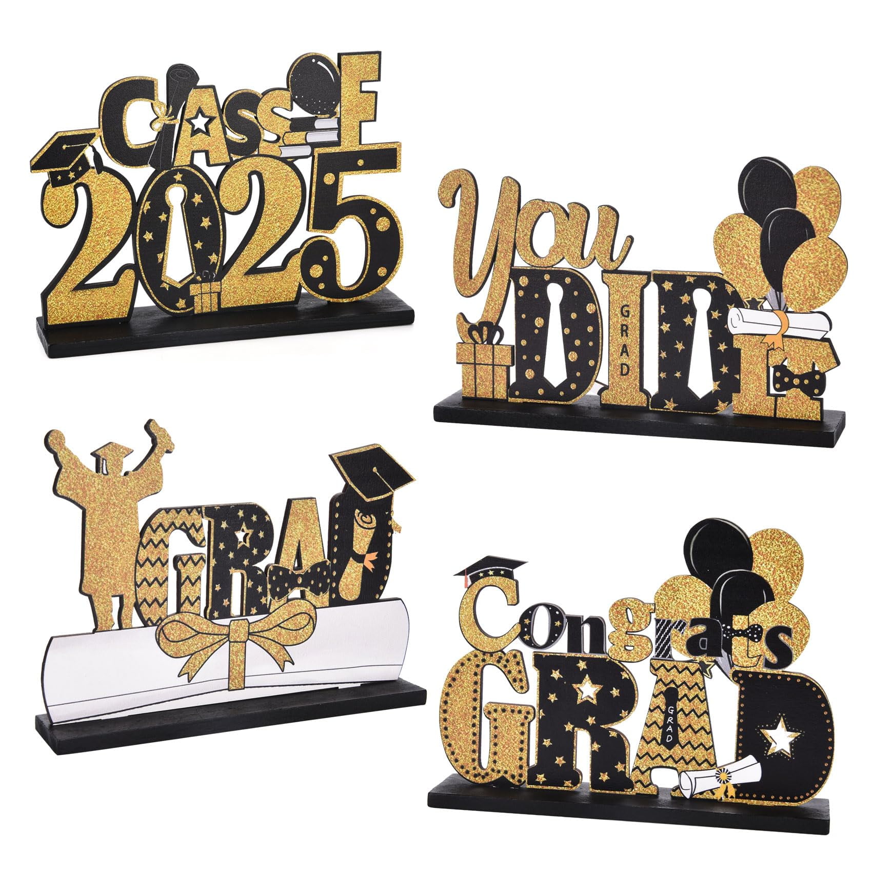 4 Pieces 2025 Graduation MMF7 Table Decorations - Wooden Graduation for ...