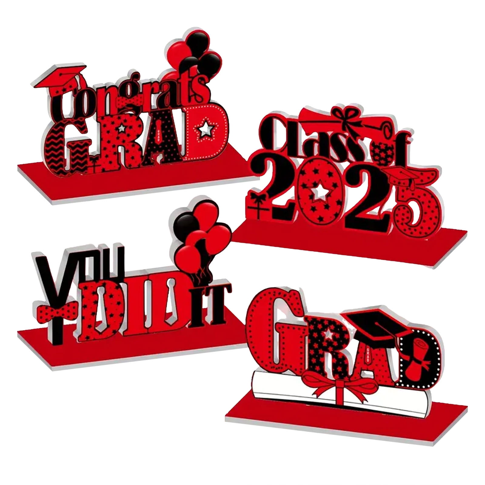 4 Pieces 2025 Graduation Table Centerpieces Photo Booth Props Wooden ...