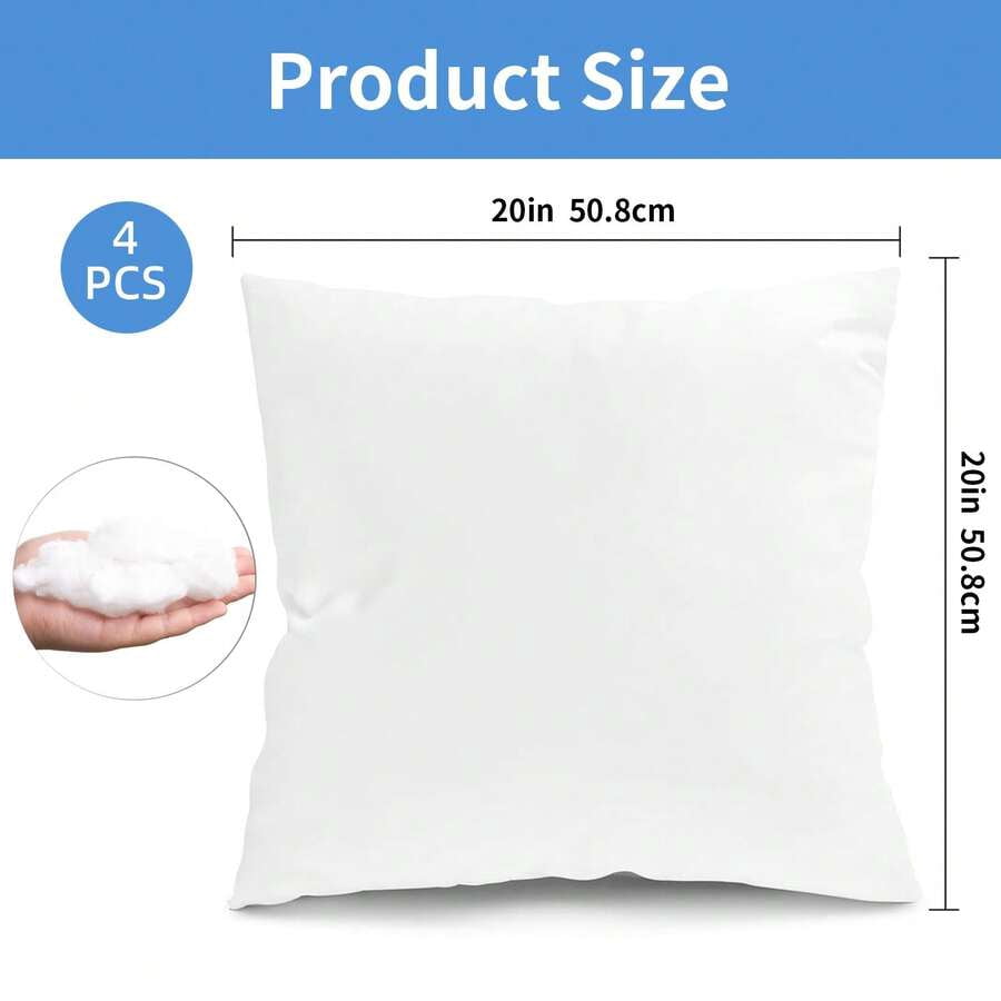 4 Pieces 20x20 Inch White Outdoor Pillow Inserts, Waterproof Quick-Dry ...