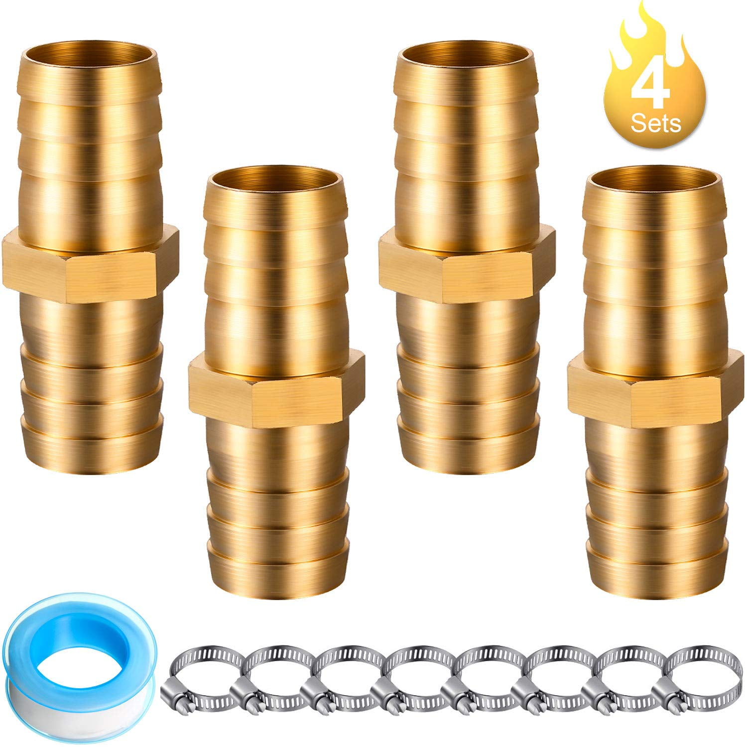 4 Pieces 3/4 Inch Garden Hose Repair Mender Solid Brass Water Hose ...