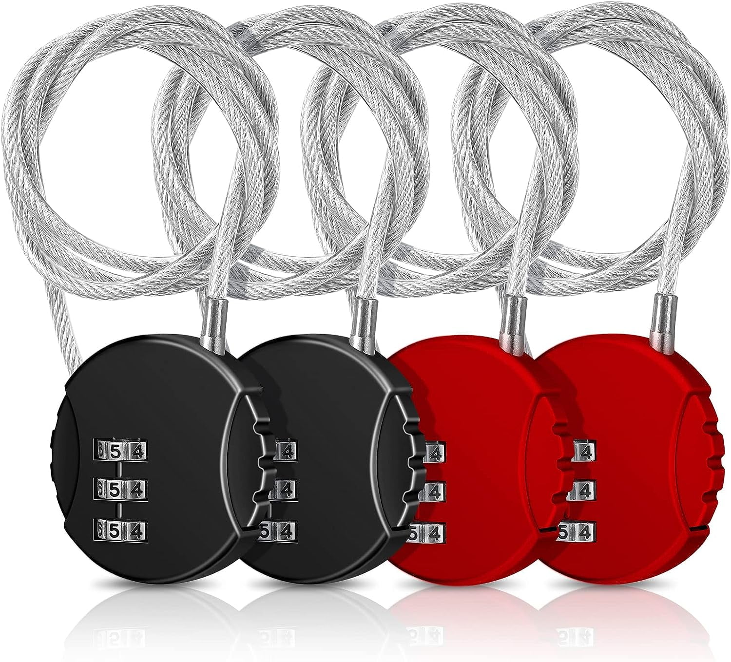 4 Pieces 3 Digit Combination Lock Wire Stroller Waterproof Padlock ...