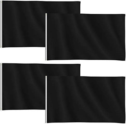 4 Pieces 3 x 5 Foot Black Solid Flag DIY Blank Flags Polyester Outdoor ...
