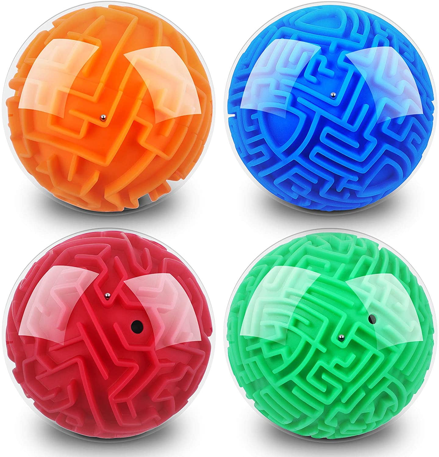 4 Pieces 3D Maze Ball Maze Puzzle Ball Magic Brain Teasers Games Sphere ...