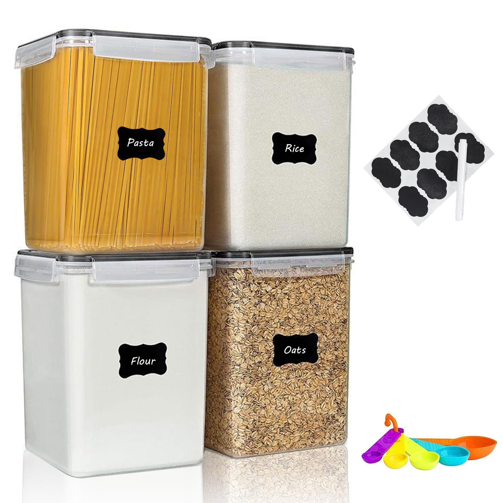 4 Pieces 5.2L / 175oz Large Food Storage Containers, BPA Free Plastic ...