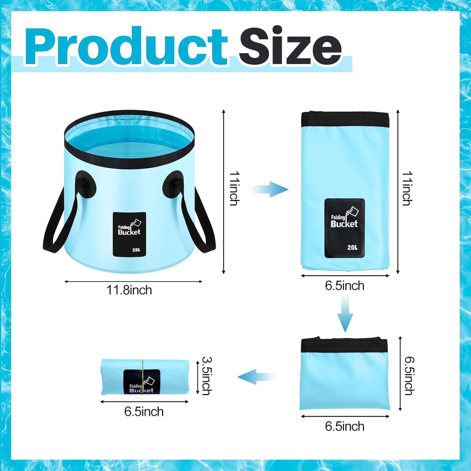 4 Pieces 5-Gallon Collapsible Buckets with Handles - Portable Folding ...