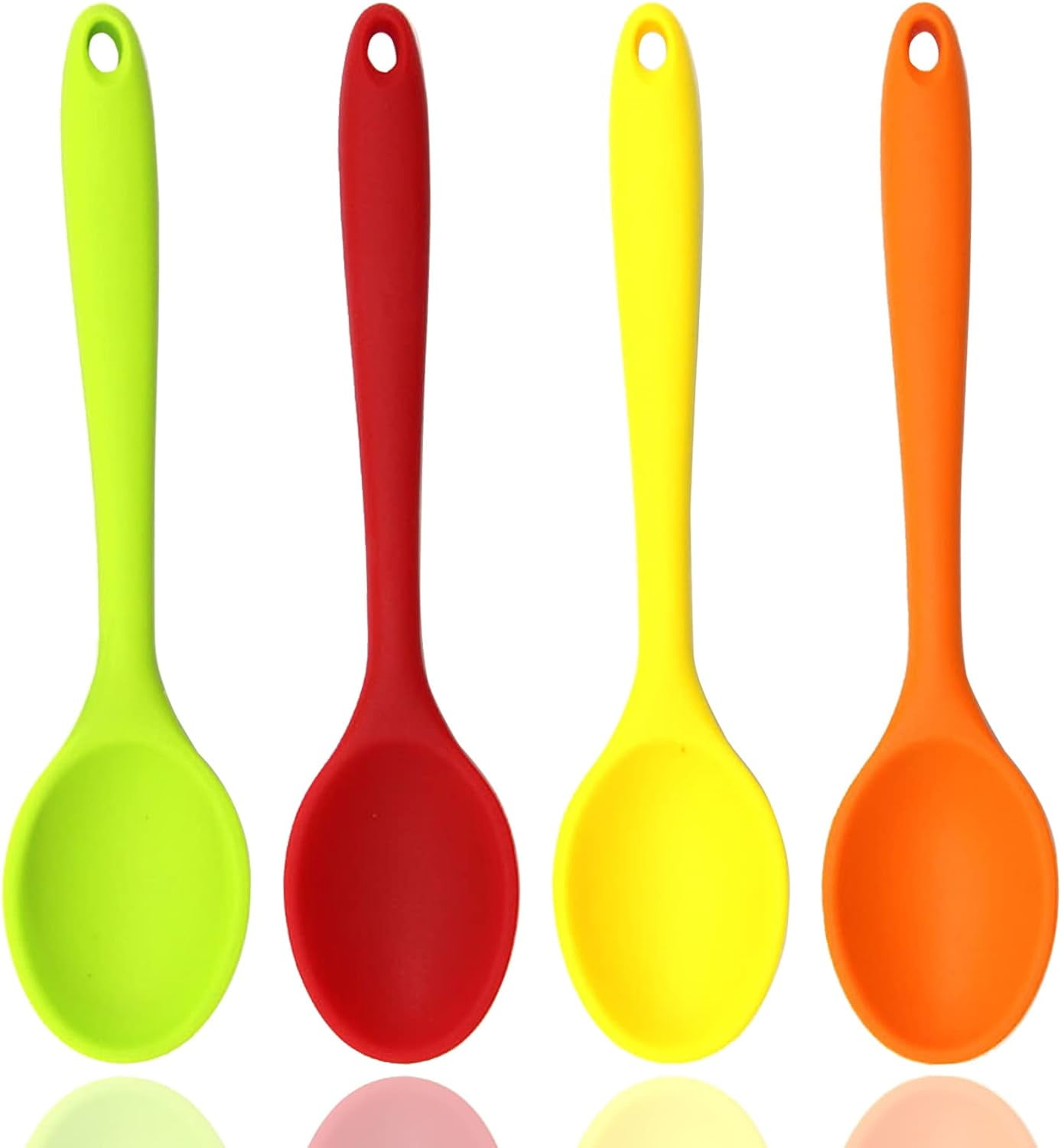 4 Pieces 8.26inch Silicone Nonstick Mixing Spoons, High Heat Resistant ...