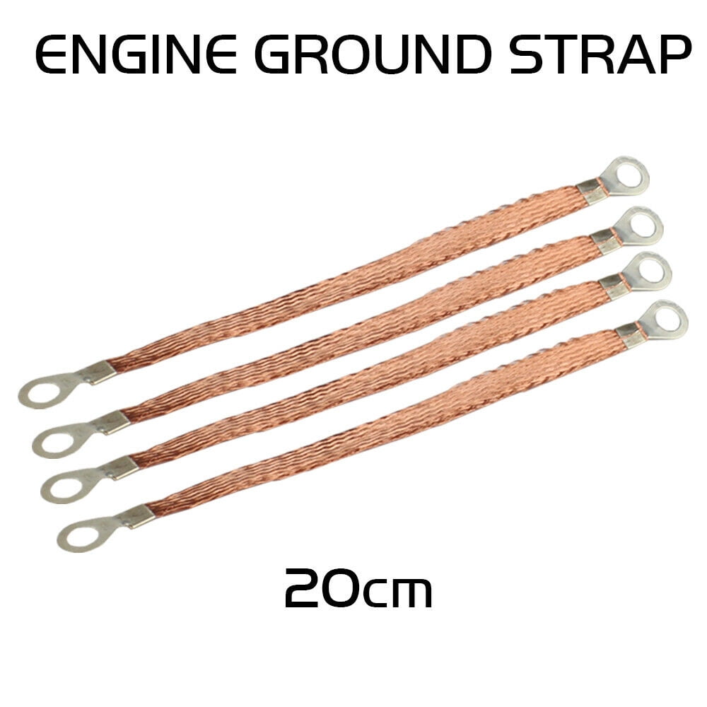 4 Pieces 8" Engine Braided Ground/Bonding Strap With Ends Copper ...