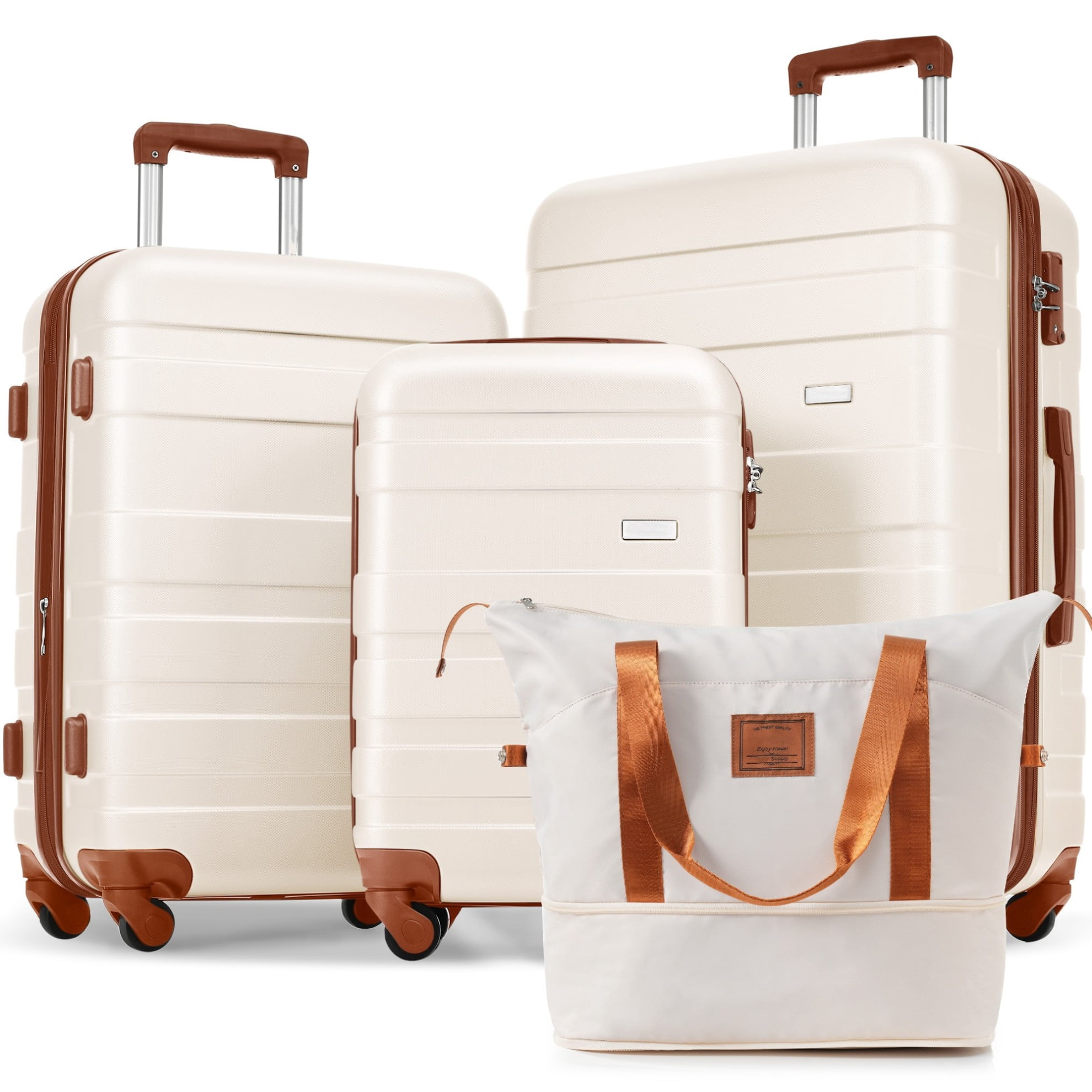 4 Pieces ABS Hard Shell Luggage Sets with Expandable Travel Bag ...