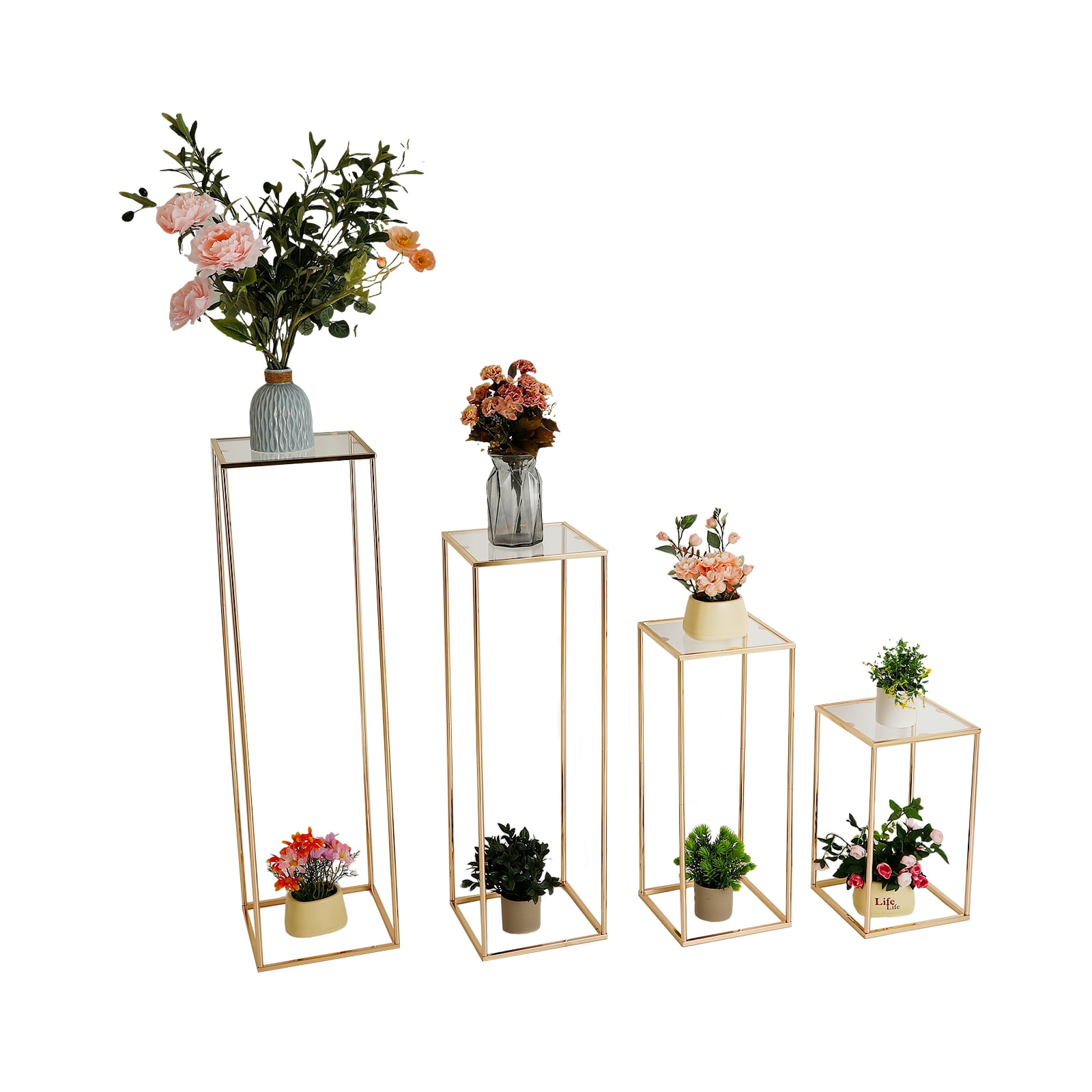4 Pieces Acrylic Vase Wedding Centerpieces Tall Clear Flower Stand ...