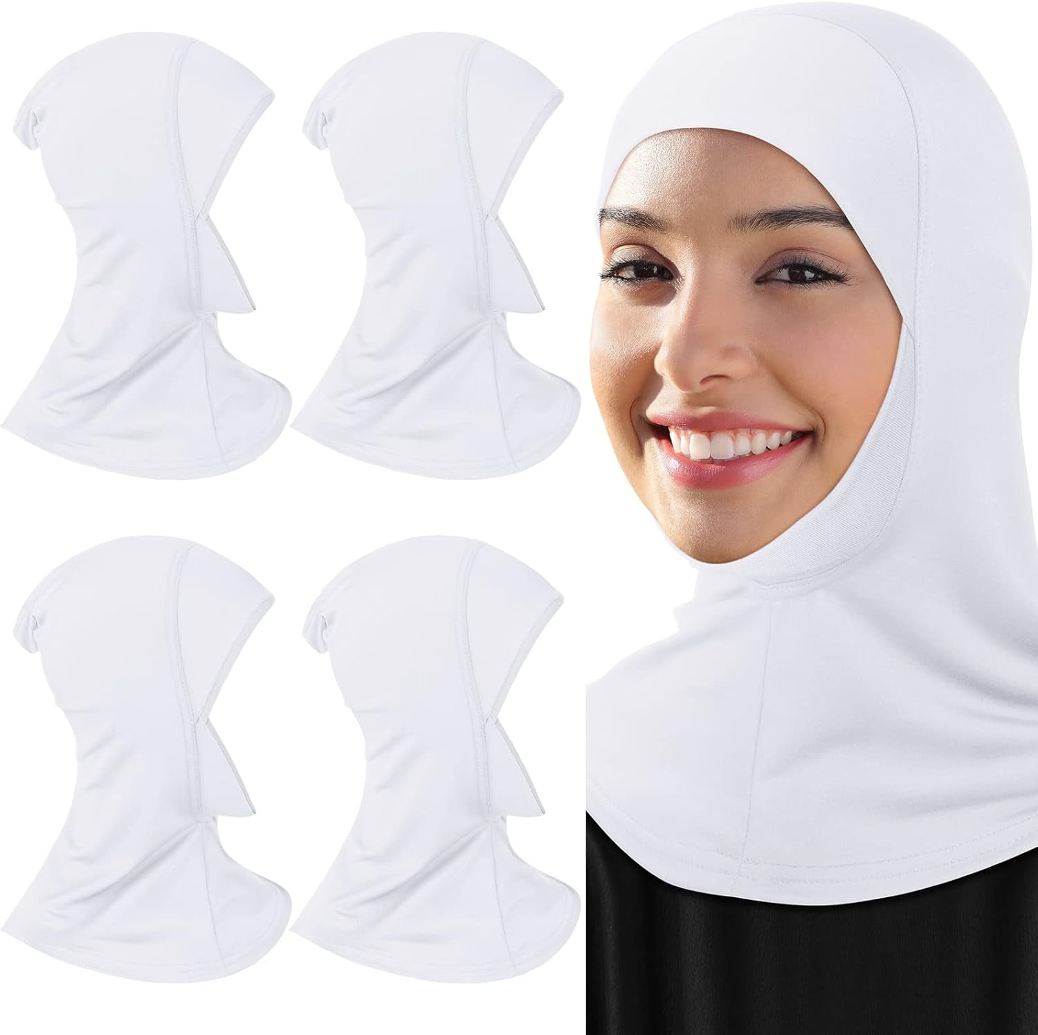 4 Pieces Adjustable Stretchy Turban Full Cover Shawl Cap Full Neck ...