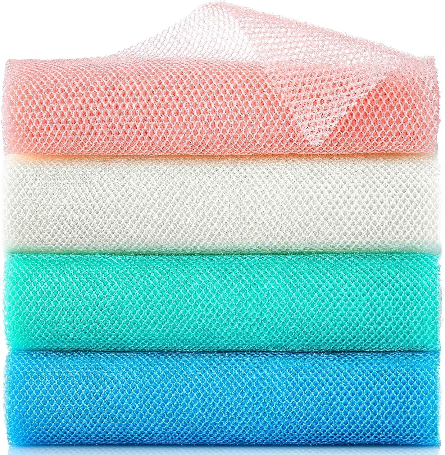4 Pieces African Exfoliating Net, Long African Net Sponge, Nylon ...