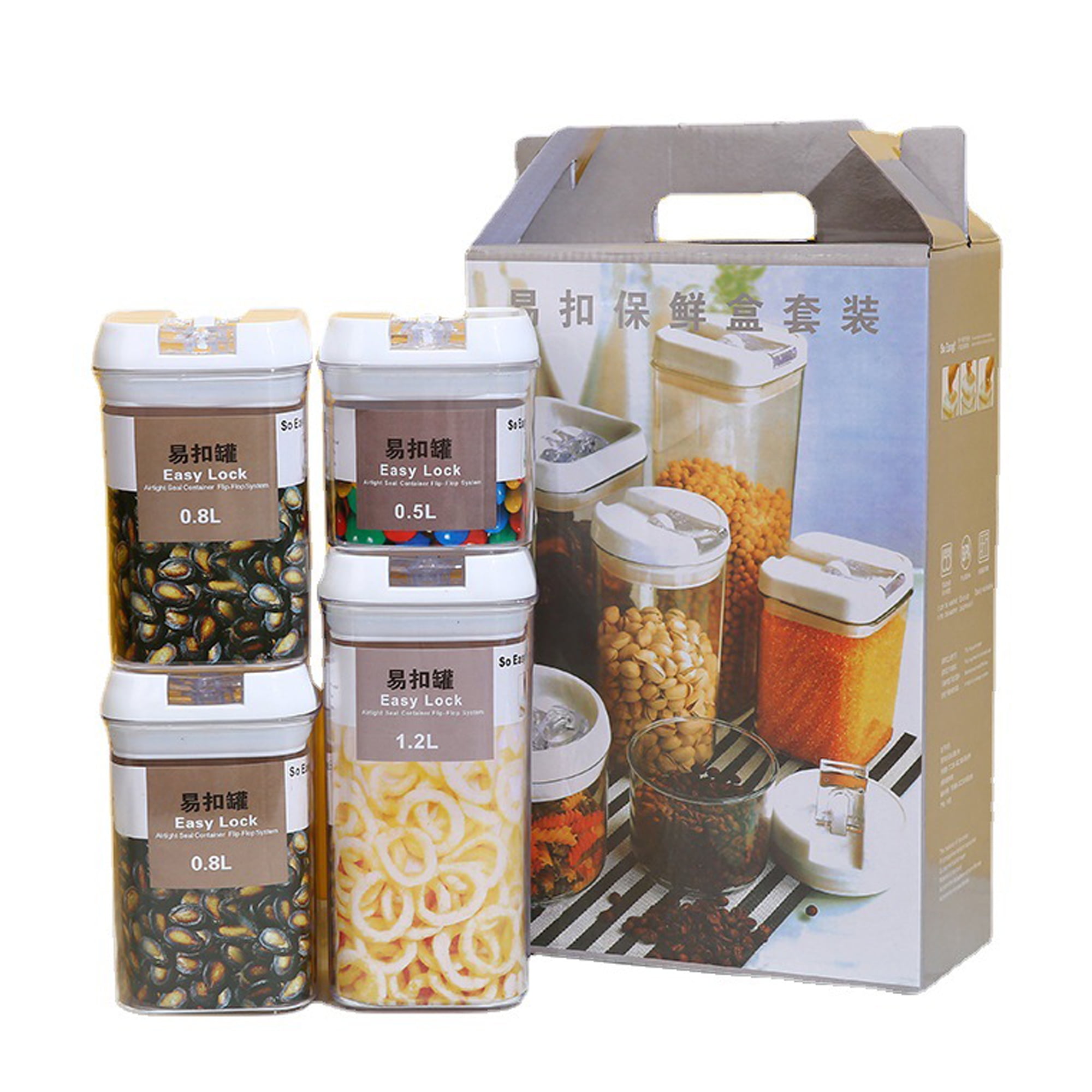 TANSTC Clear Plastic Airtight Easy Lock Lids Cereal Food Storage ...