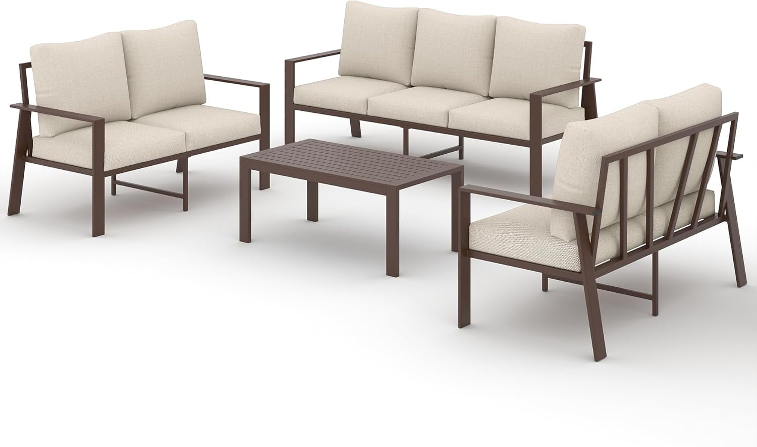 4 Pieces Aluminum Patio Furniture Set with - Outdoor Conversation Set ...