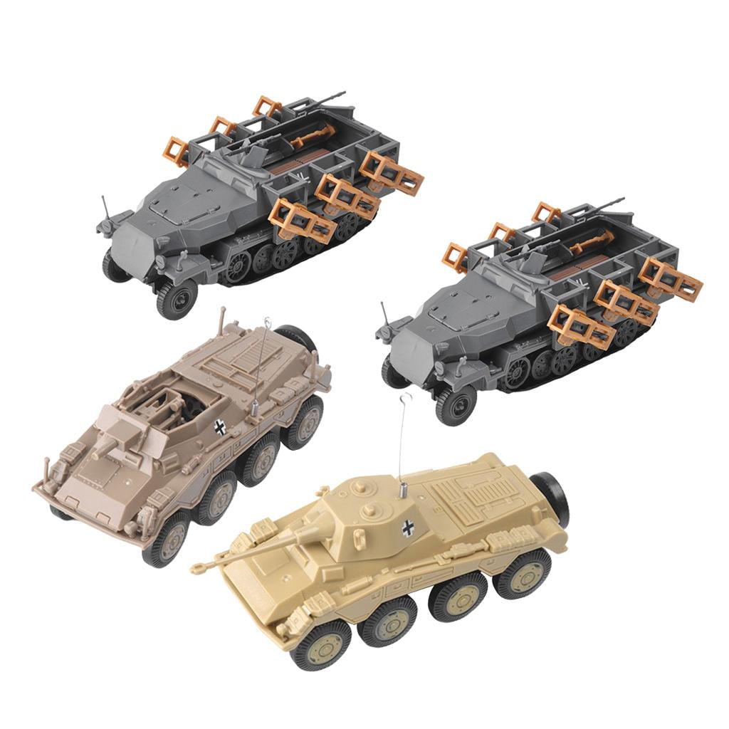 4 Pieces Armoured Vehicle 4D Model 1:72 Half Track Toy Collectibles ...