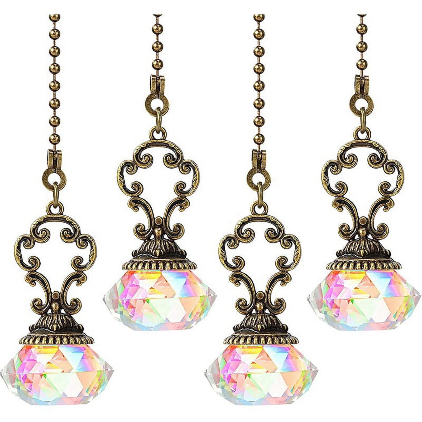 4 Pieces Artificial Crystal Ceiling Fan Pull Chains Pull Chain ...