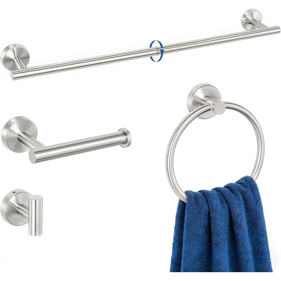4 Pieces Bathroom Accessories Hardware Set, 24 inch Towel Bar, Ring ...