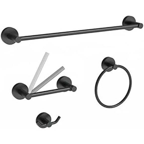 4 Pieces Bathroom Hardware Accessories Set (18-Inch Single Towel Bar ...