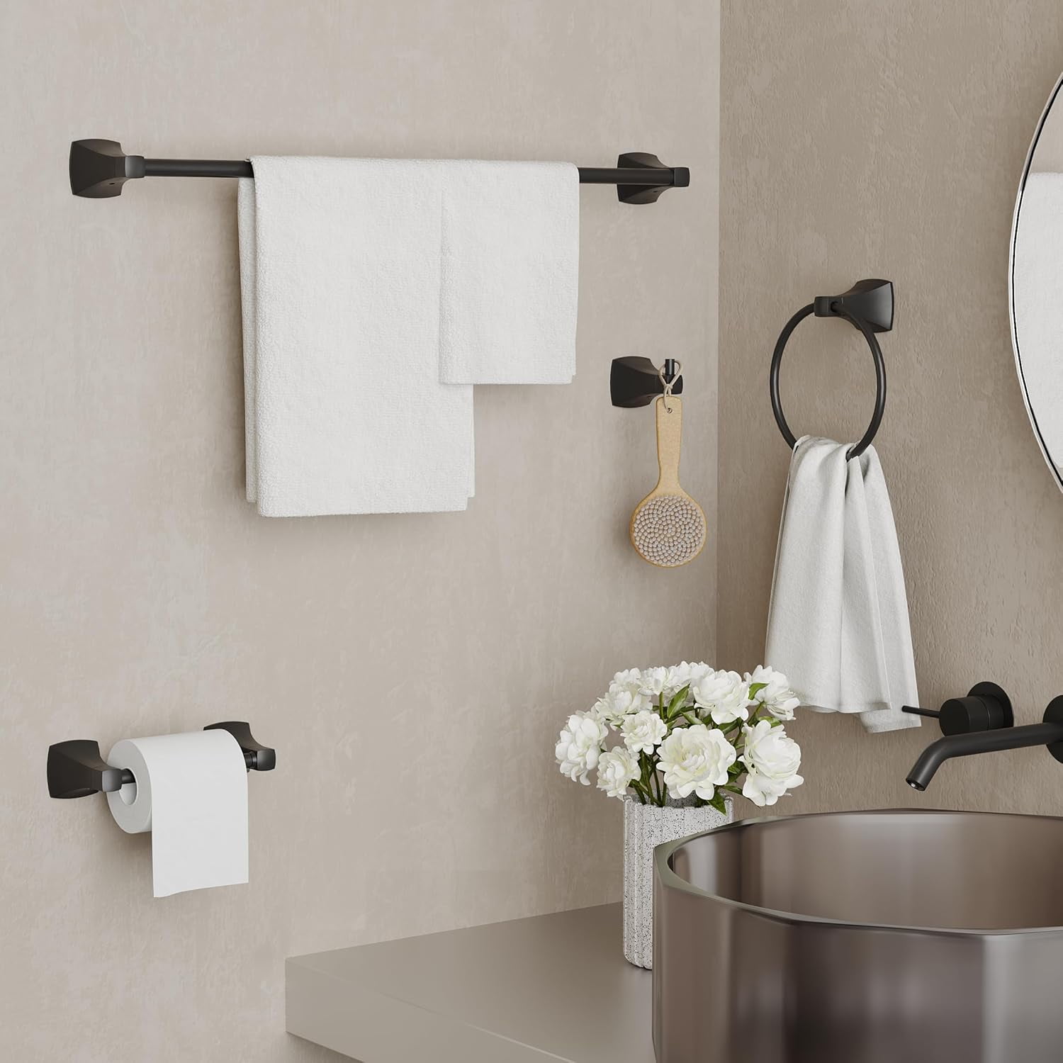 4 Pieces Bathroom Hardware Accessories Set - Towel Bar, Towel Holder ...